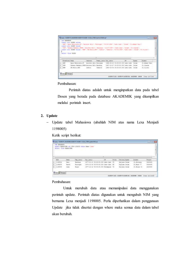 Laporan praktikum modul 9 (review ddl dan dml) | PDF