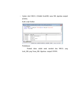 Laporan praktikum modul 9 (review ddl dan dml) | DOCX