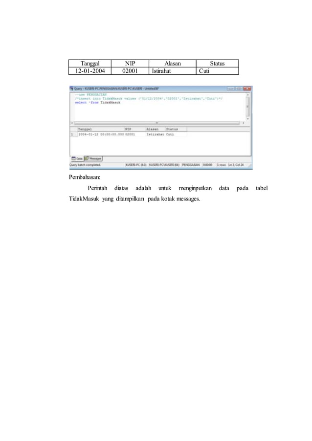 Laporan praktikum modul 9 (review ddl dan dml) | PDF