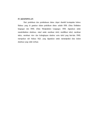 Laporan praktikum modul 9 (review ddl dan dml) | DOCX