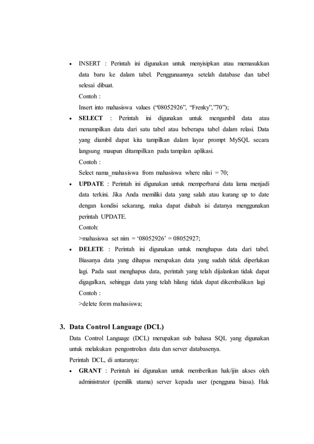 Laporan praktikum modul 9 (review ddl dan dml) | PDF