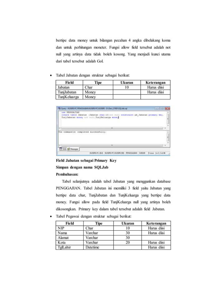Laporan praktikum modul 9 (review ddl dan dml) | PDF