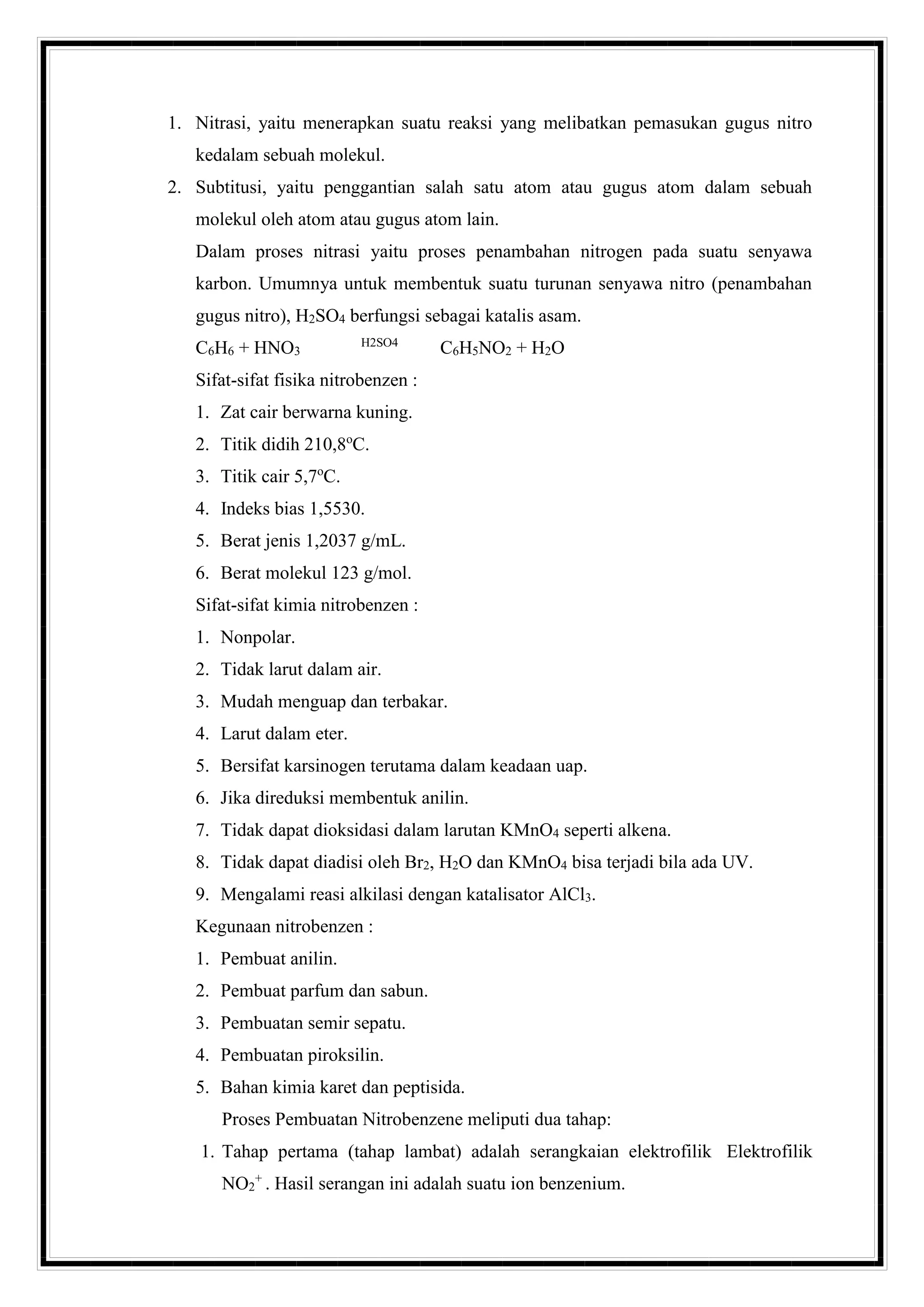 Laporan praktikum nitrobenzen | DOCX