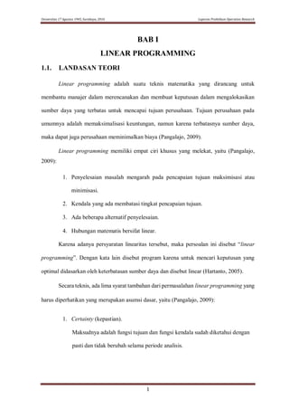 Laporan praktikum operation research | PDF