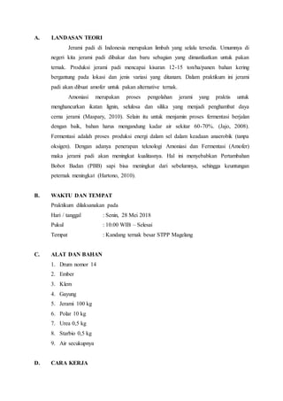 LAPORAN PRAKTIKUM PENGELOLAAN USAHA AGRIBISNIS PEMBUATAN AMOFER JERAMI ...