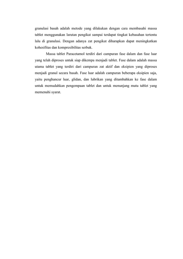 Laporan Praktikum Pembuatan Tablet Parasetamol | PDF
