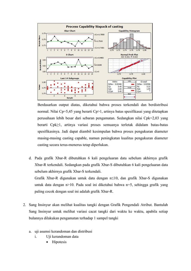 LAPORAN PRAKTIKUM PENGENDALIAN KUALITAS STATISTIK UAS - FARIDA NUR DADARI | PDF