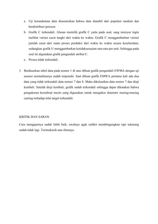 LAPORAN PRAKTIKUM PENGENDALIAN KUALITAS STATISTIK UAS - FARIDA NUR DADARI | PDF
