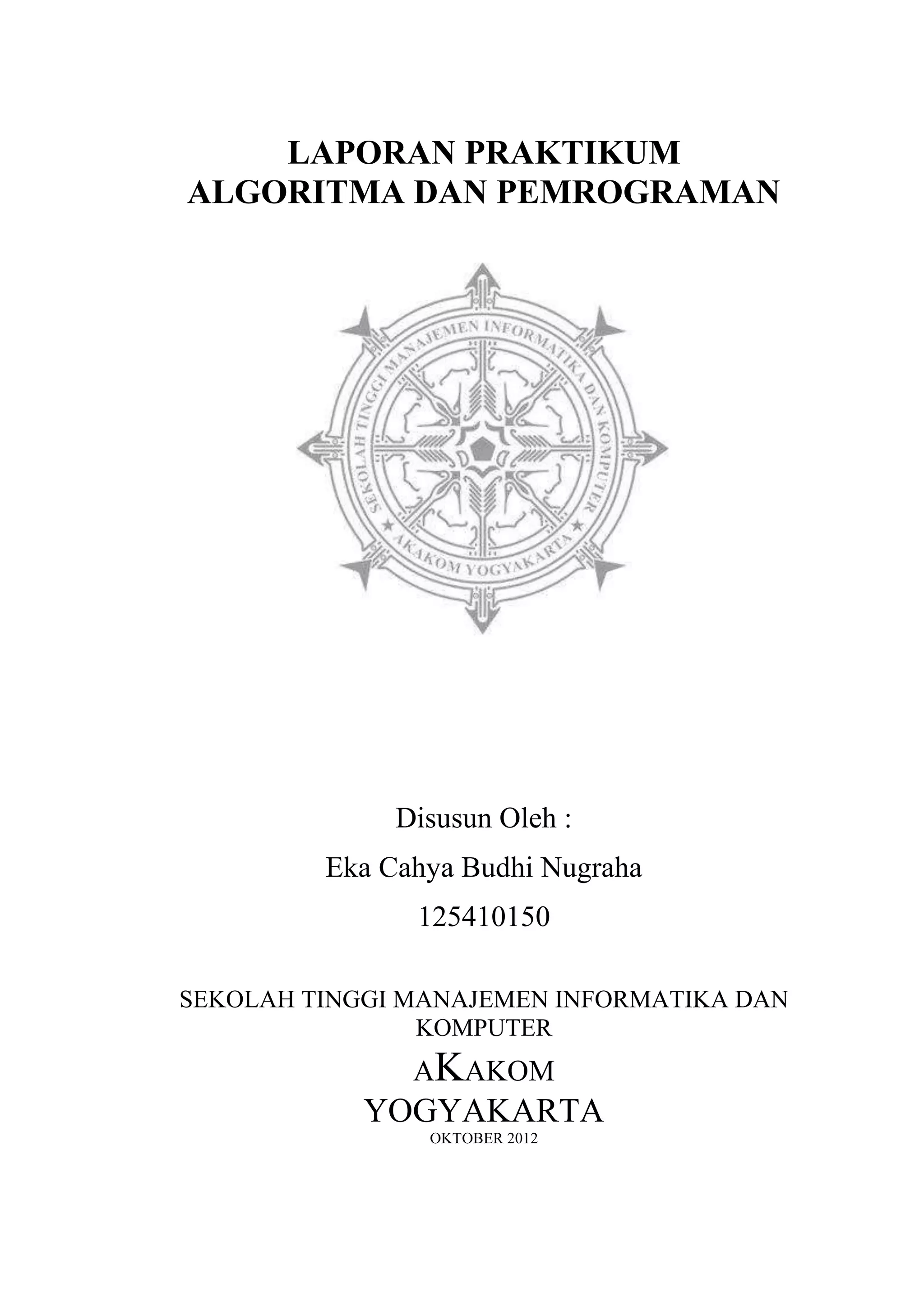 Laporan praktikum Algoritma dan Pemrograman pertemuan 12 | DOCX