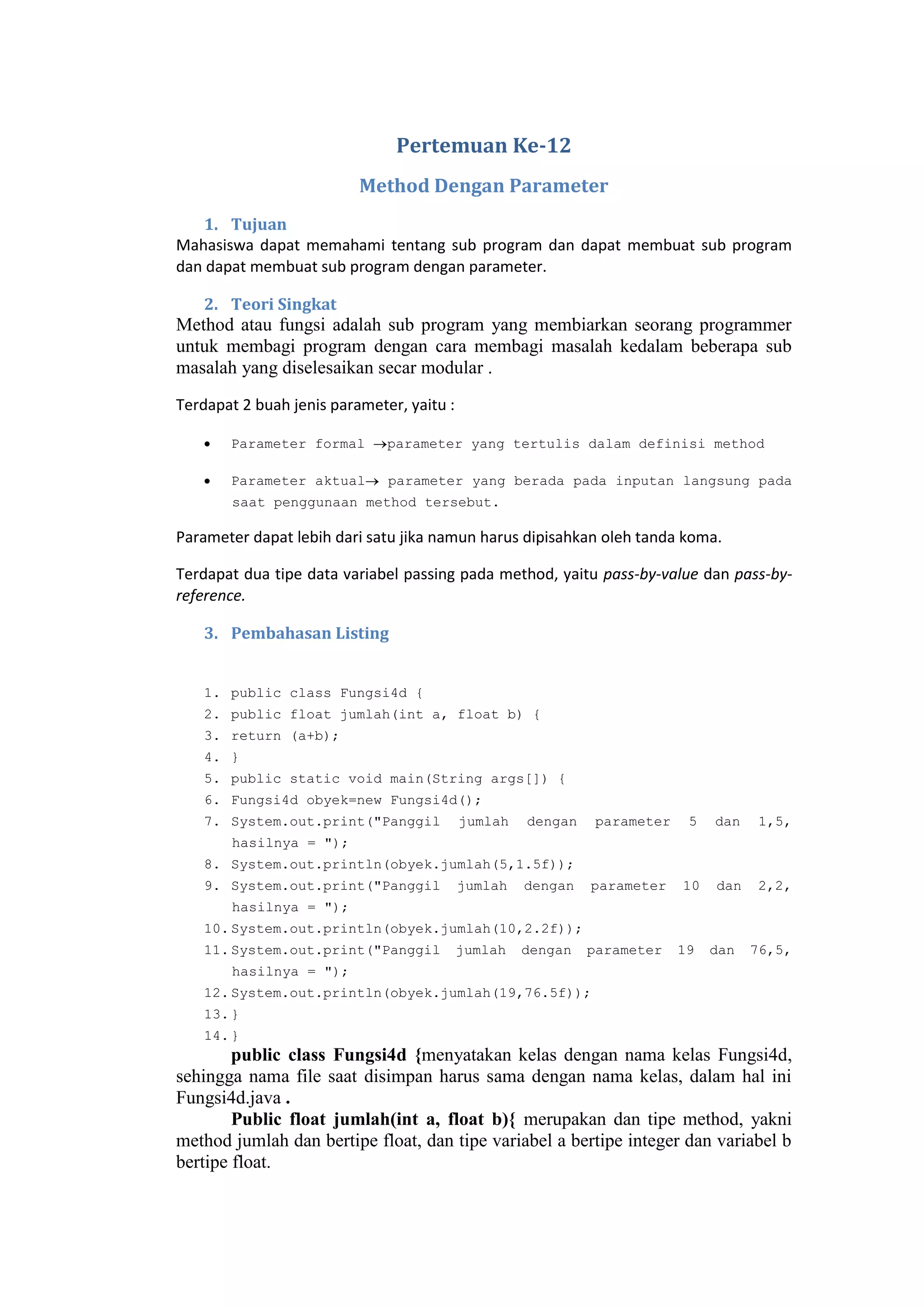 Laporan praktikum Algoritma dan Pemrograman pertemuan 12 | DOCX