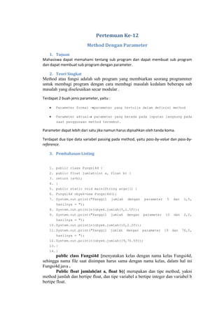 Laporan praktikum Algoritma dan Pemrograman pertemuan 12 | DOCX