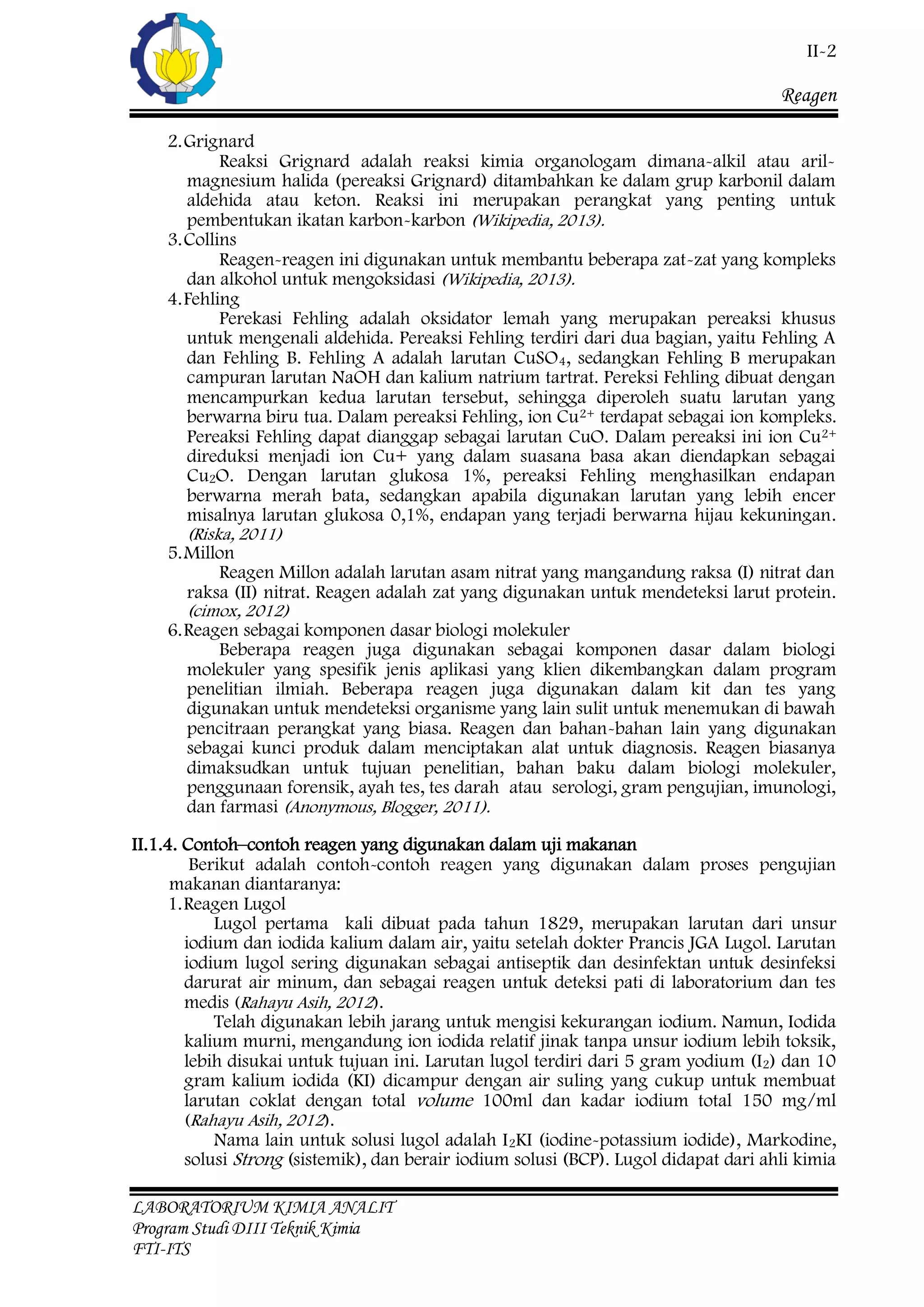 Laporan praktikum reagen | PDF
