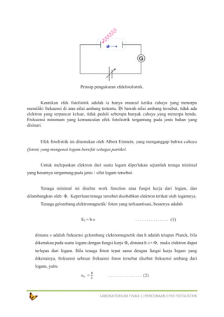 Laporan praktikum Efek Fotolistrik | PDF