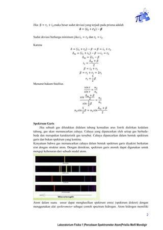 Laporan praktikum spektrometer atom | PDF