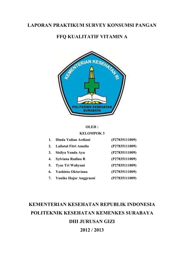 Laporan praktikum survey konsumsi pangan | DOCX