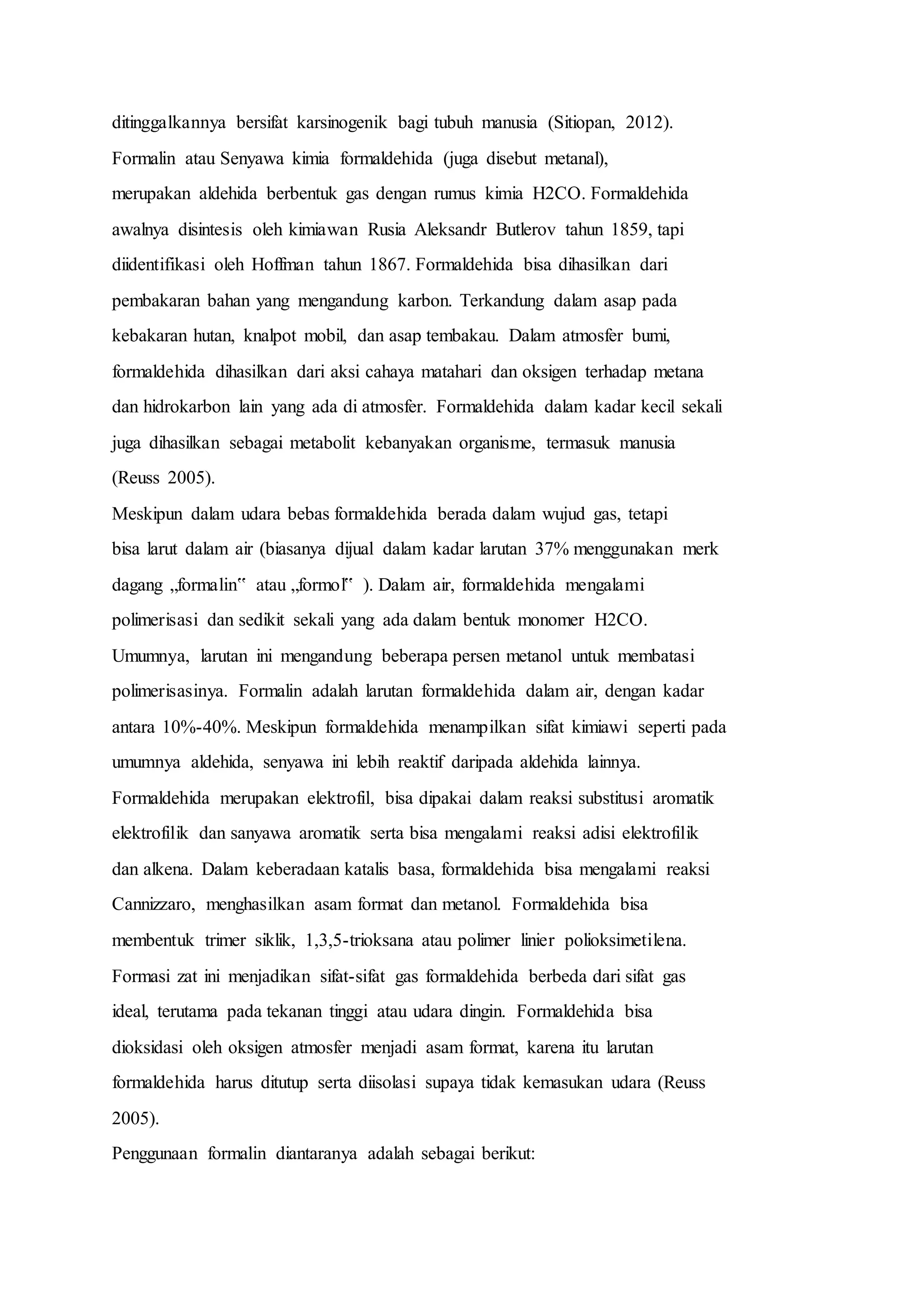Laporan praktikum uji analisis formalin | DOCX