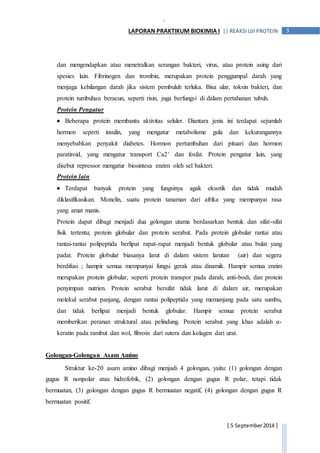 Laporan praktikum uji protein (dg uji biuret) | DOC