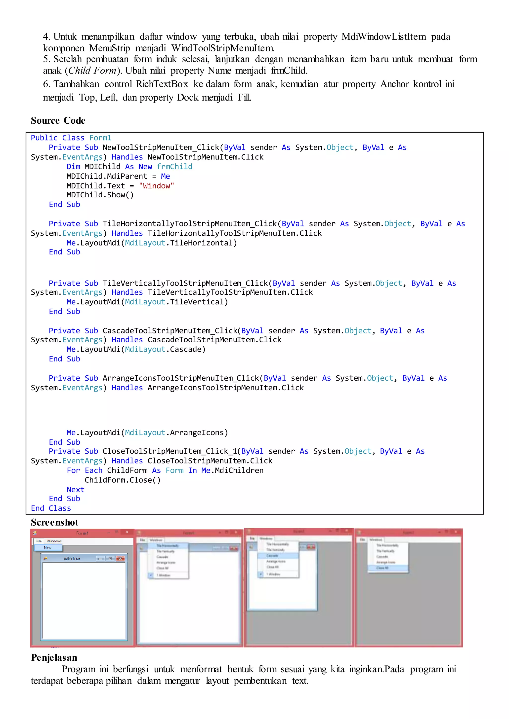 Laporan praktikum v visual basic | DOCX