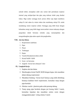 Laporan pratikum pernafasan hewan | DOC