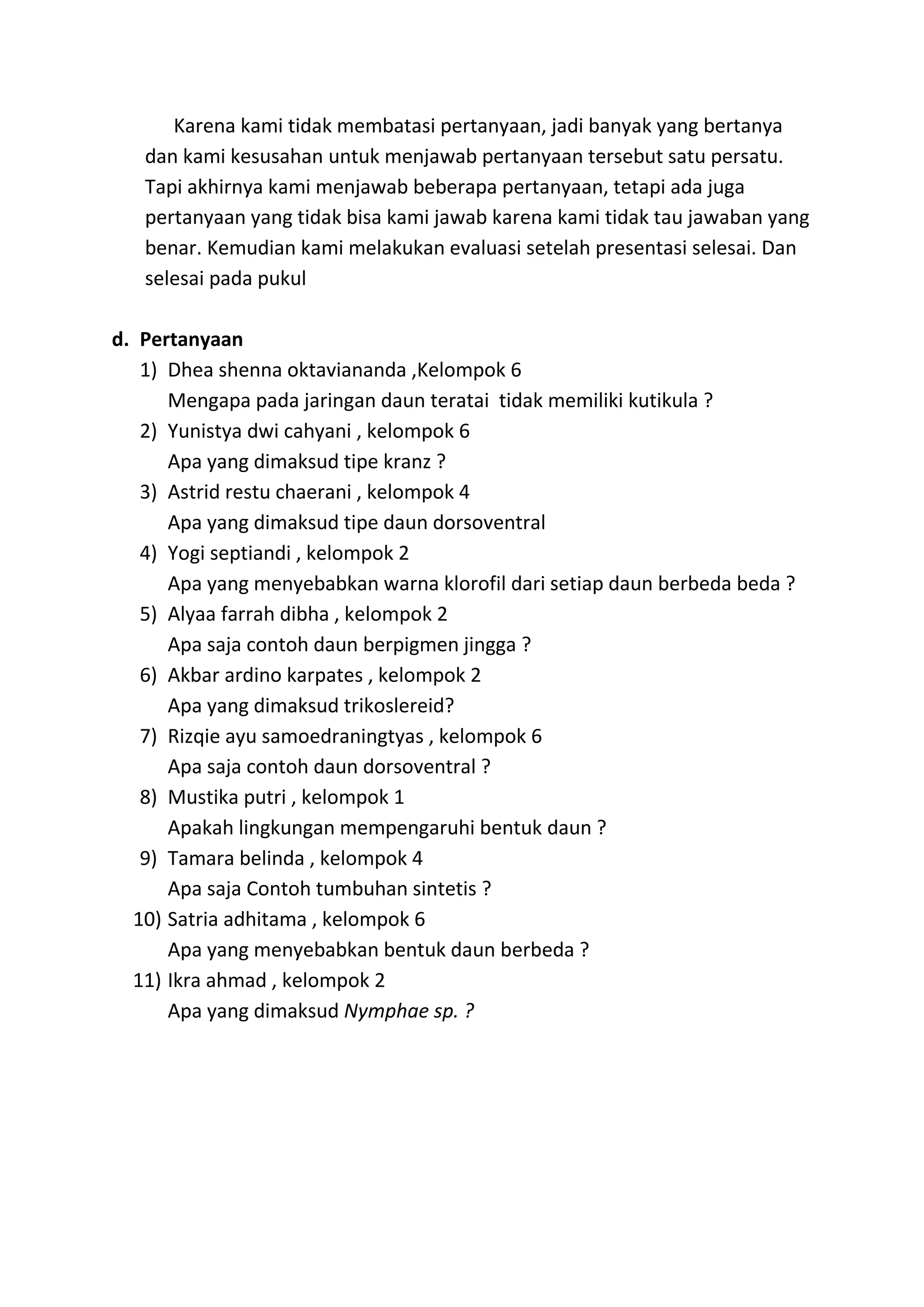 Laporan presentasi biologi | PDF