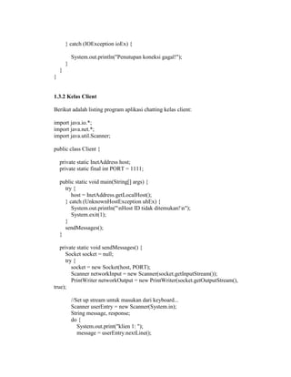 Laporan program chatting client server | PDF
