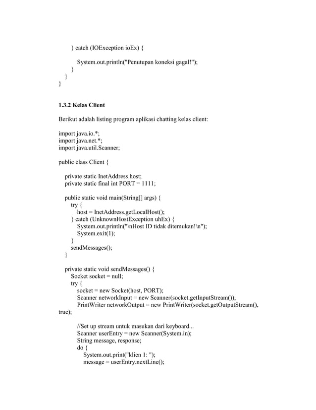 Laporan Program Chatting Client Server Pdf
