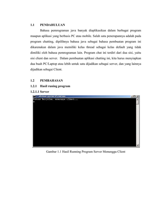 Laporan program chatting client server | PDF