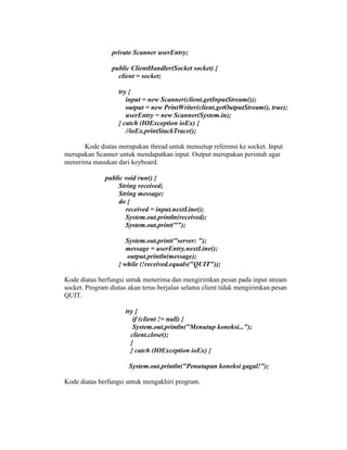Laporan program chatting client server | PDF