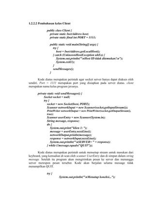 Laporan program chatting client server | PDF