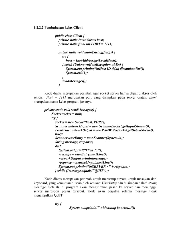 Laporan program chatting client server | PDF