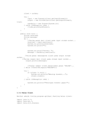 Membuat Aplikasi Chatting Client Server Dengan Pemrograman Java | PDF