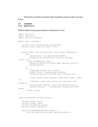 Membuat Aplikasi Chatting Client Server Dengan Pemrograman Java | PDF