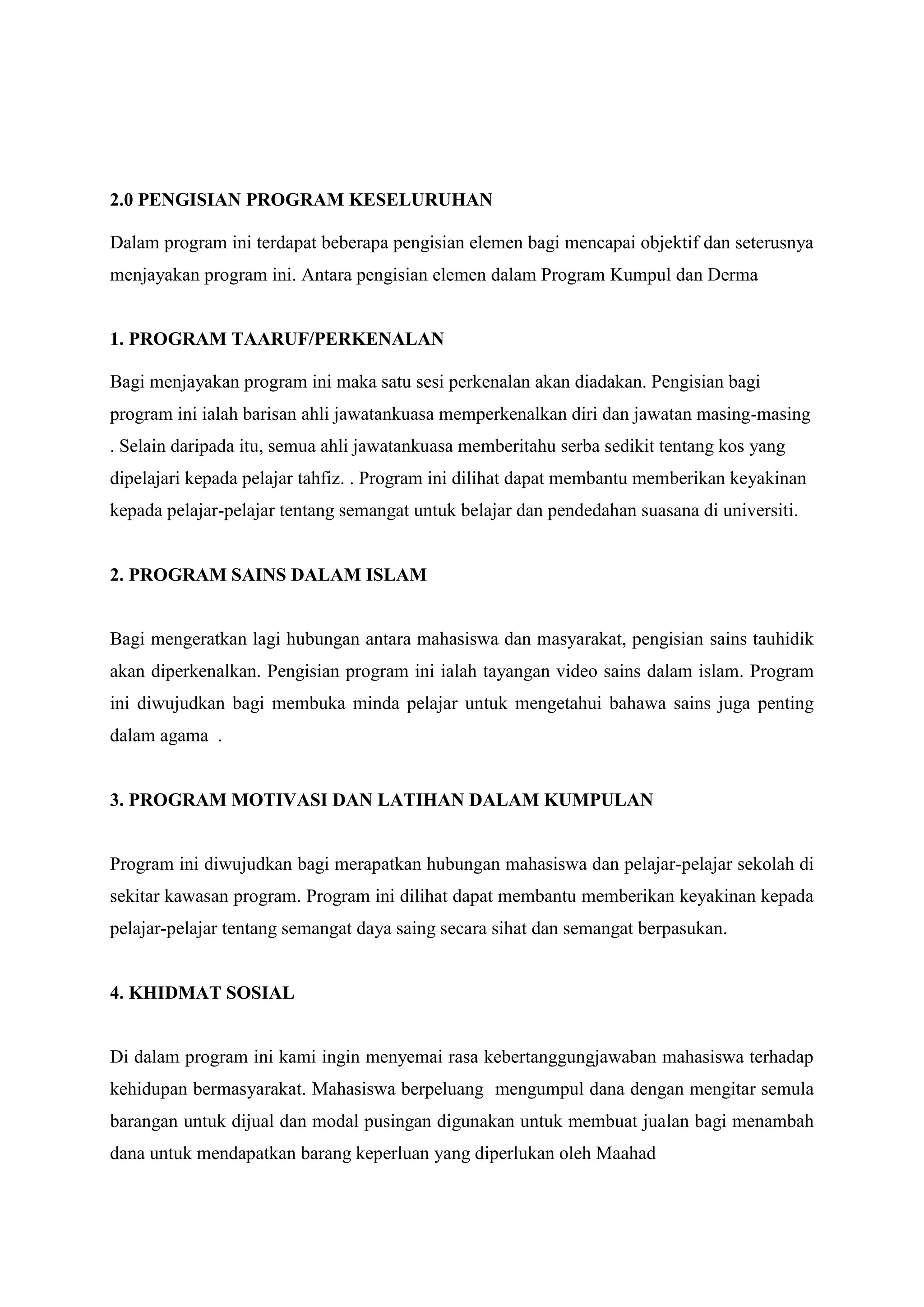 Laporan program keseluruhan | PDF