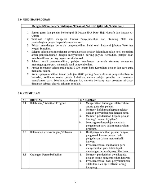 Laporan program kursus penyembelihan | PDF