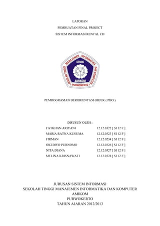 Laporan Final Project - Aplikasi Sistem Informasi Rental CD - Netbeans ...