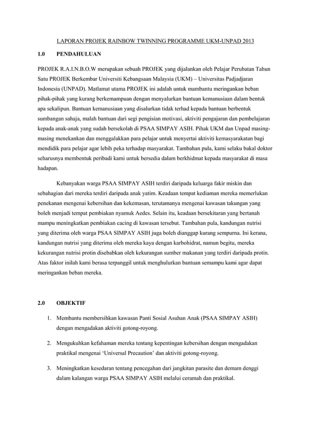 Laporan projek rainbow twinning programme ukm 2 | PDF