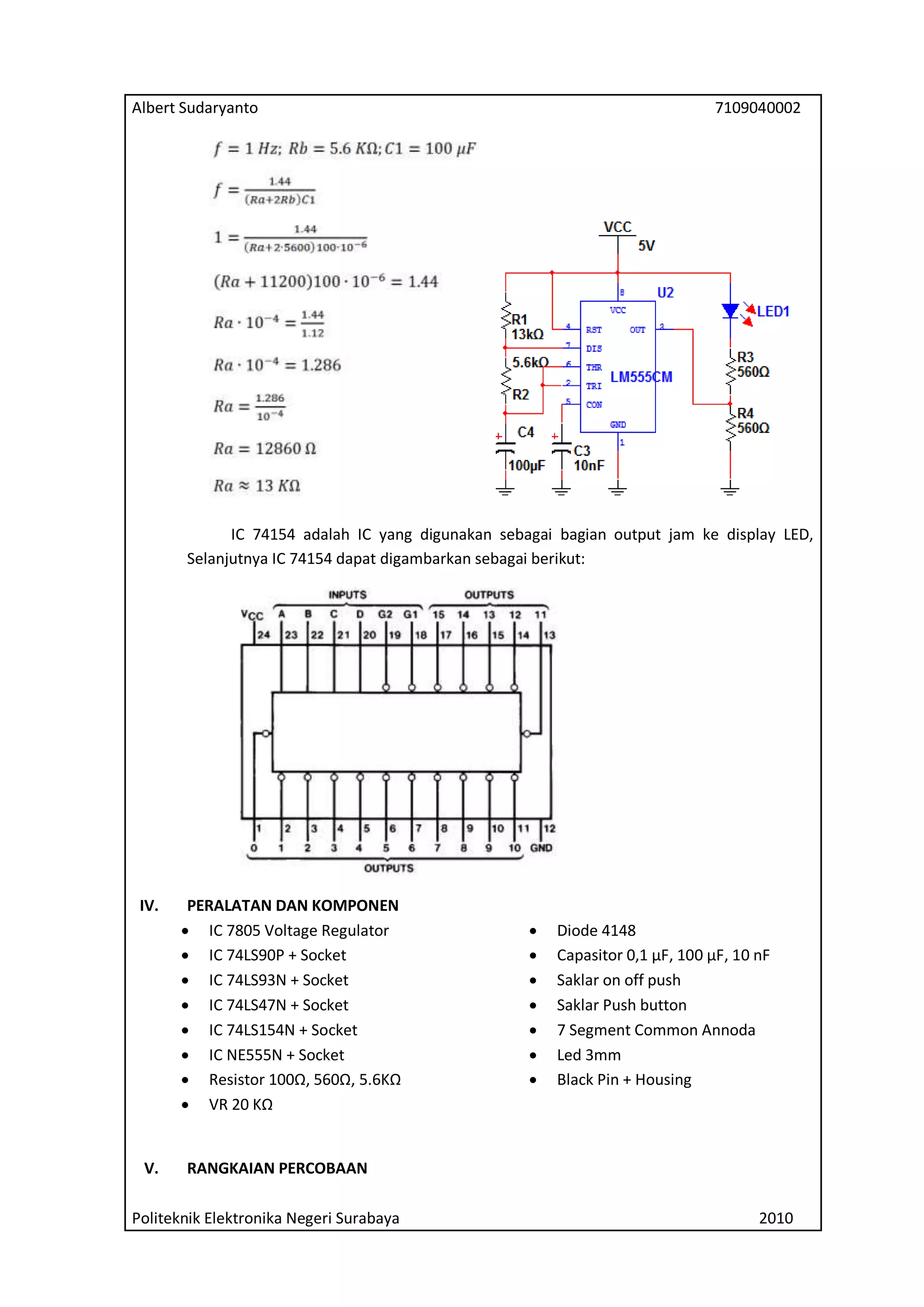 Laporan rangkaian digital clock | PDF