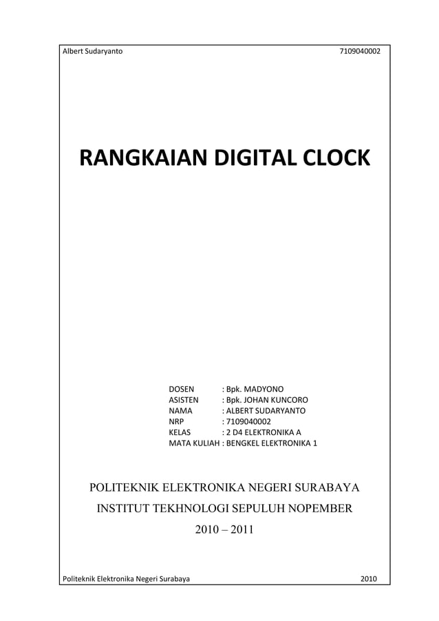 Laporan rangkaian digital clock | PDF
