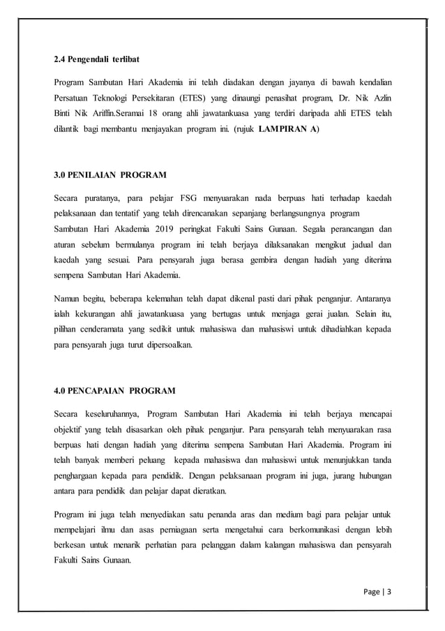 Laporan rasmi hari akademia new 1 | DOC