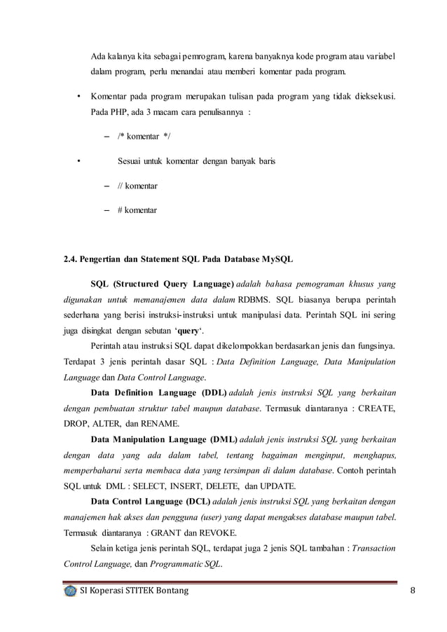 laporan praktikum rekayasa software php dan mysql | DOC