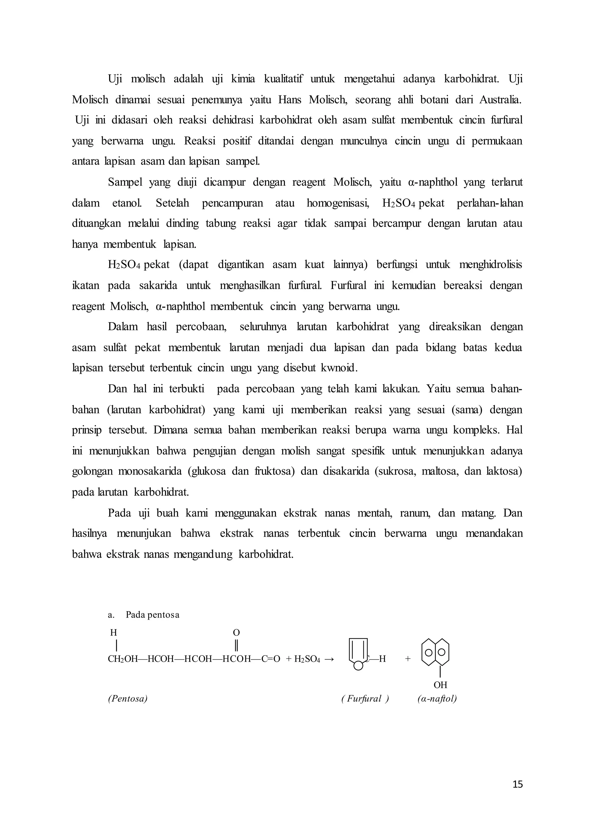 Laporan Uji Karbohidrat - Biokimia | DOCX