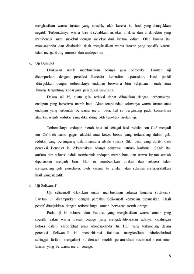 Laporan Uji Karbohidrat - Biokimia | DOCX