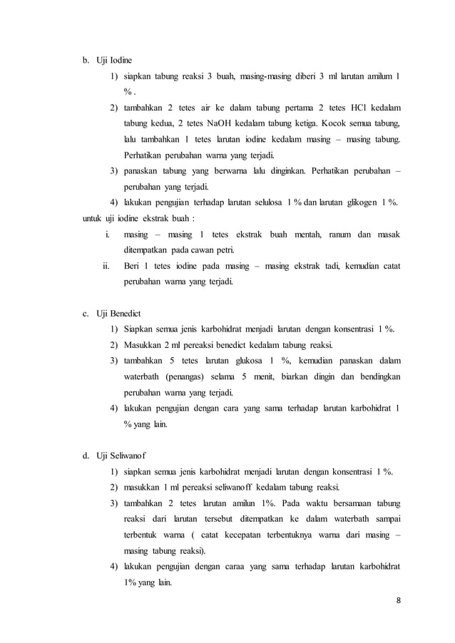 Laporan Uji Karbohidrat - Biokimia | DOCX