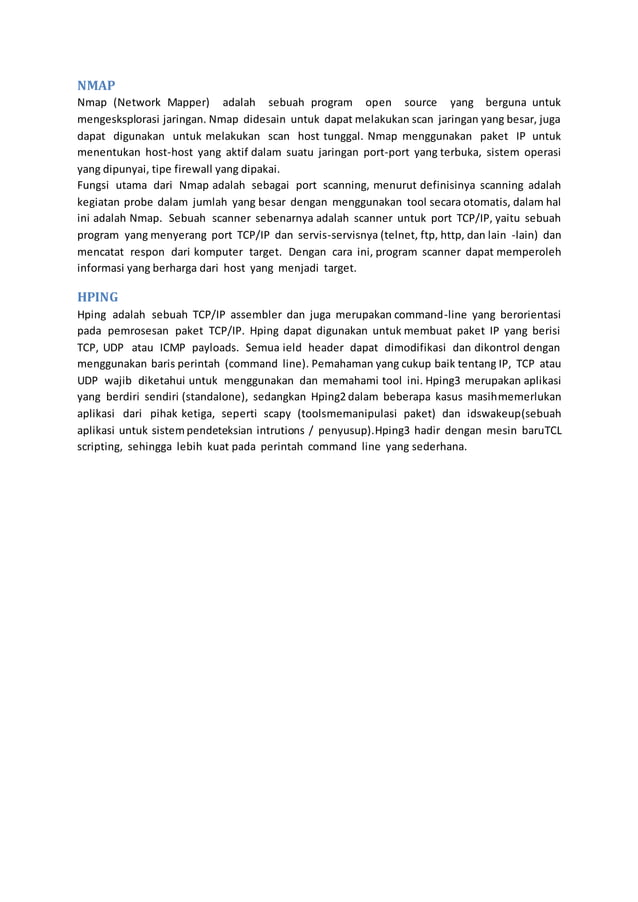Laporan Resmi Nmap dan Hping | PDF