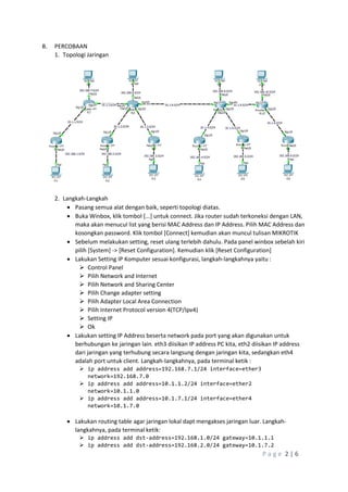 Routing Static Menggunakan Winbox | PDF