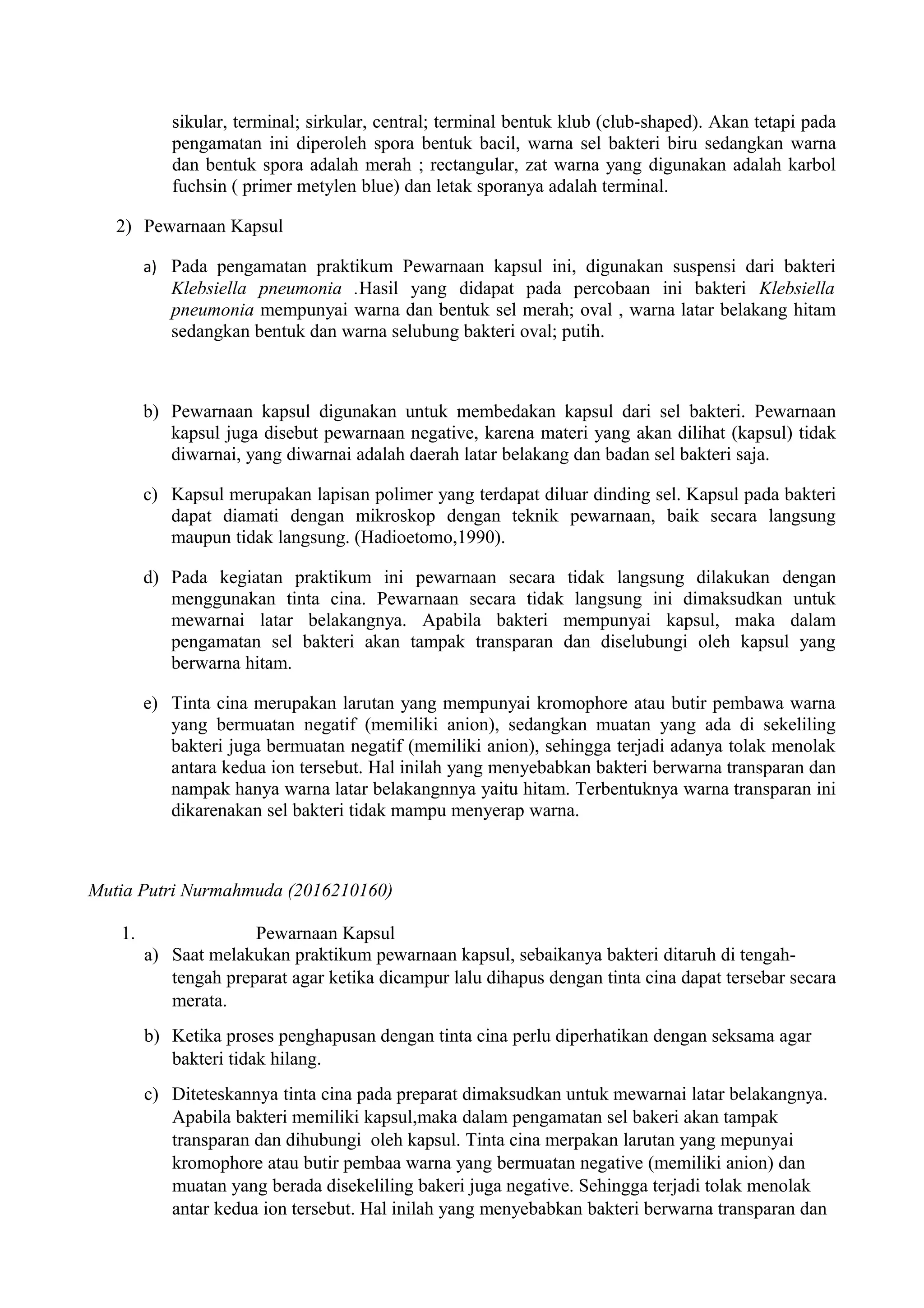 LAPORAN RESMI PRAKTIKUM MIKROBIOLOGI I PEWARNAAN SPORA DAN KAPSUL PADA ...