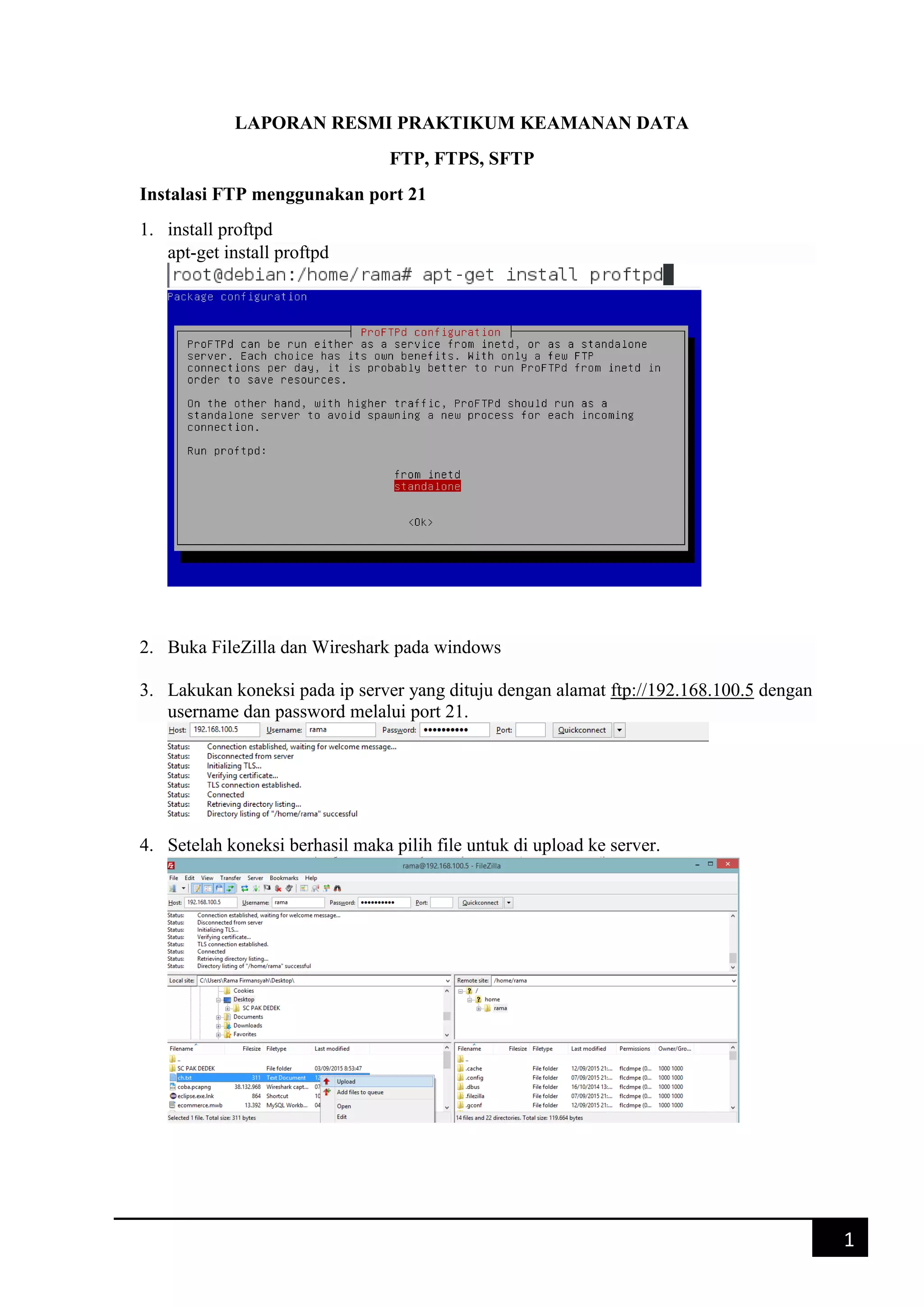 Laporan Praktikum FTP, FTPS, SFTP | PDF