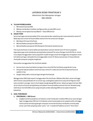 Laporan resmi praktikum 3 DNS Server | DOCX