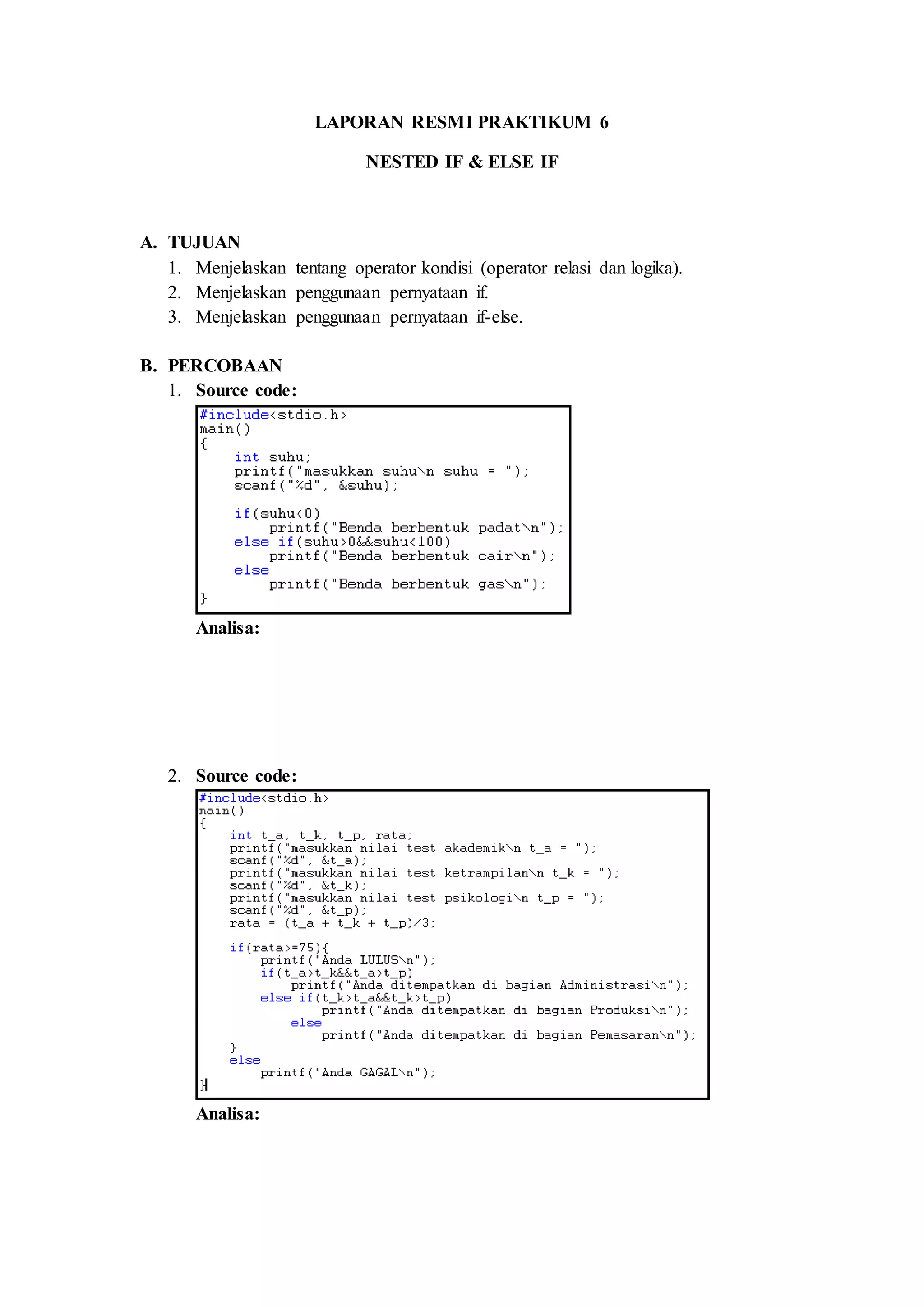 OOP - Nested If & Else If | DOCX