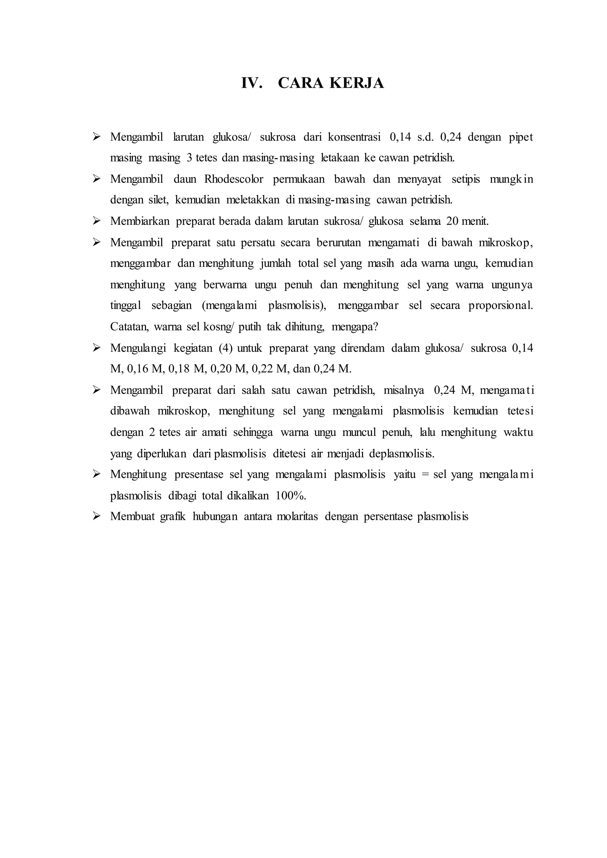 Laporan Resmi Praktikum Biologi Peristiwa Plamolisis dan Deplasmolisis | DOCX